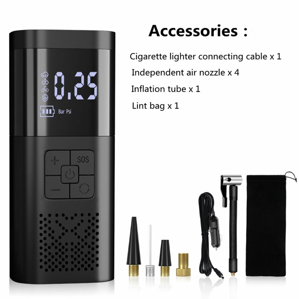 Установленный транспортным средством Надувной Насос Портативный Небольшой Воздушный Насос для Автомобильных Шин с ЖК-Цифровым Дисплеем