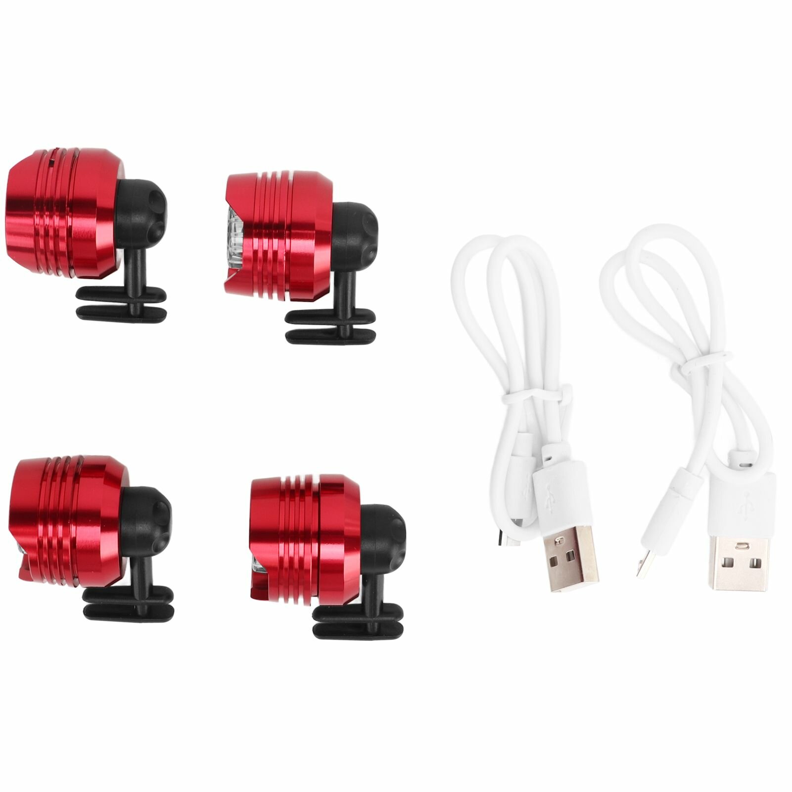 4 шт, фары для обуви из алюминиевого сплава, зарядка через USB, водонепроницаемые светодиодные фонарики для кемпинга, пешего туризма, красные