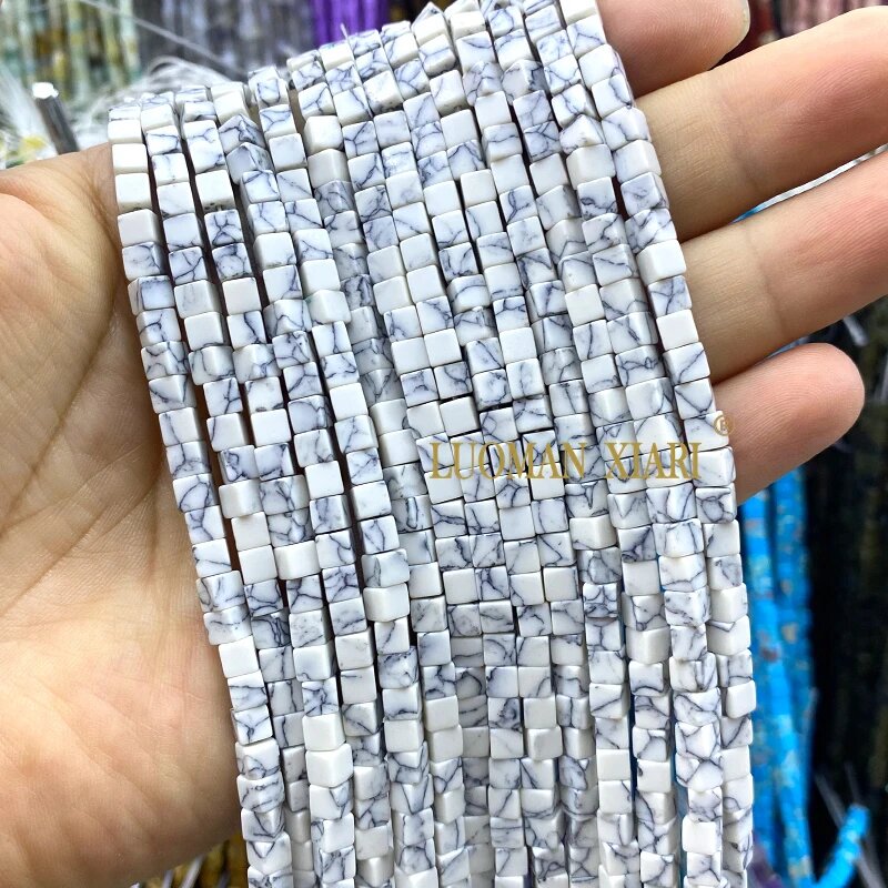 Натуральный камень 4-5 мм, квадратный амазонит, халцедон, свободные бусины-разделители для изготовления ювелирных изделий, серьги «сделай сам», браслеты, подвески, аксессуары