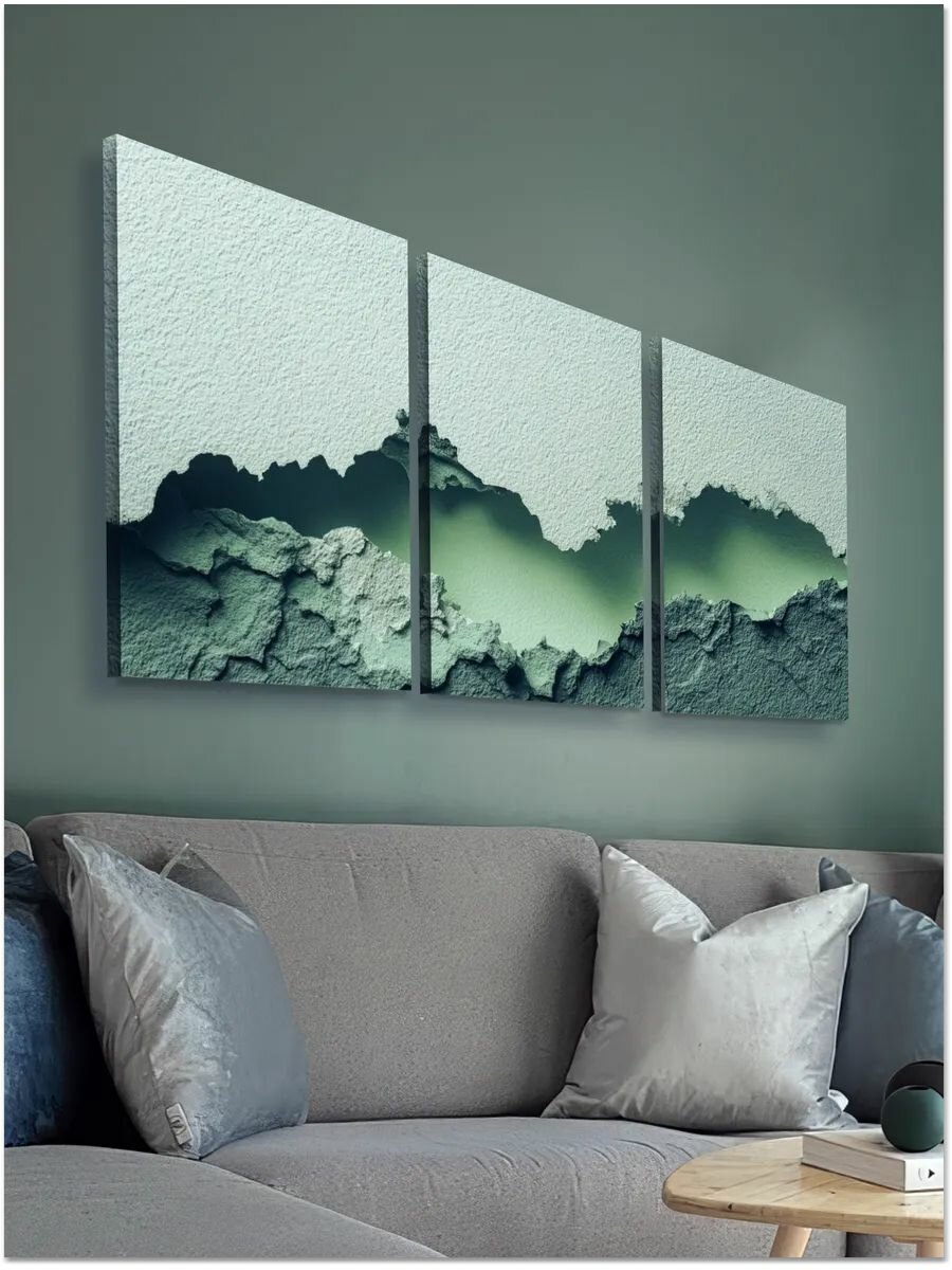 Картина Разрыв зелёной дымки модульная 50x70см 3шт.