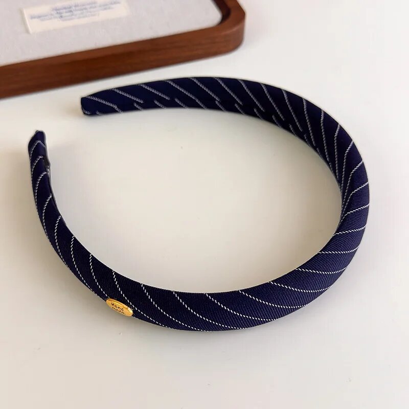 HPUNK атласные полосатые повязки на голову Темно-синий, E-Royal blue