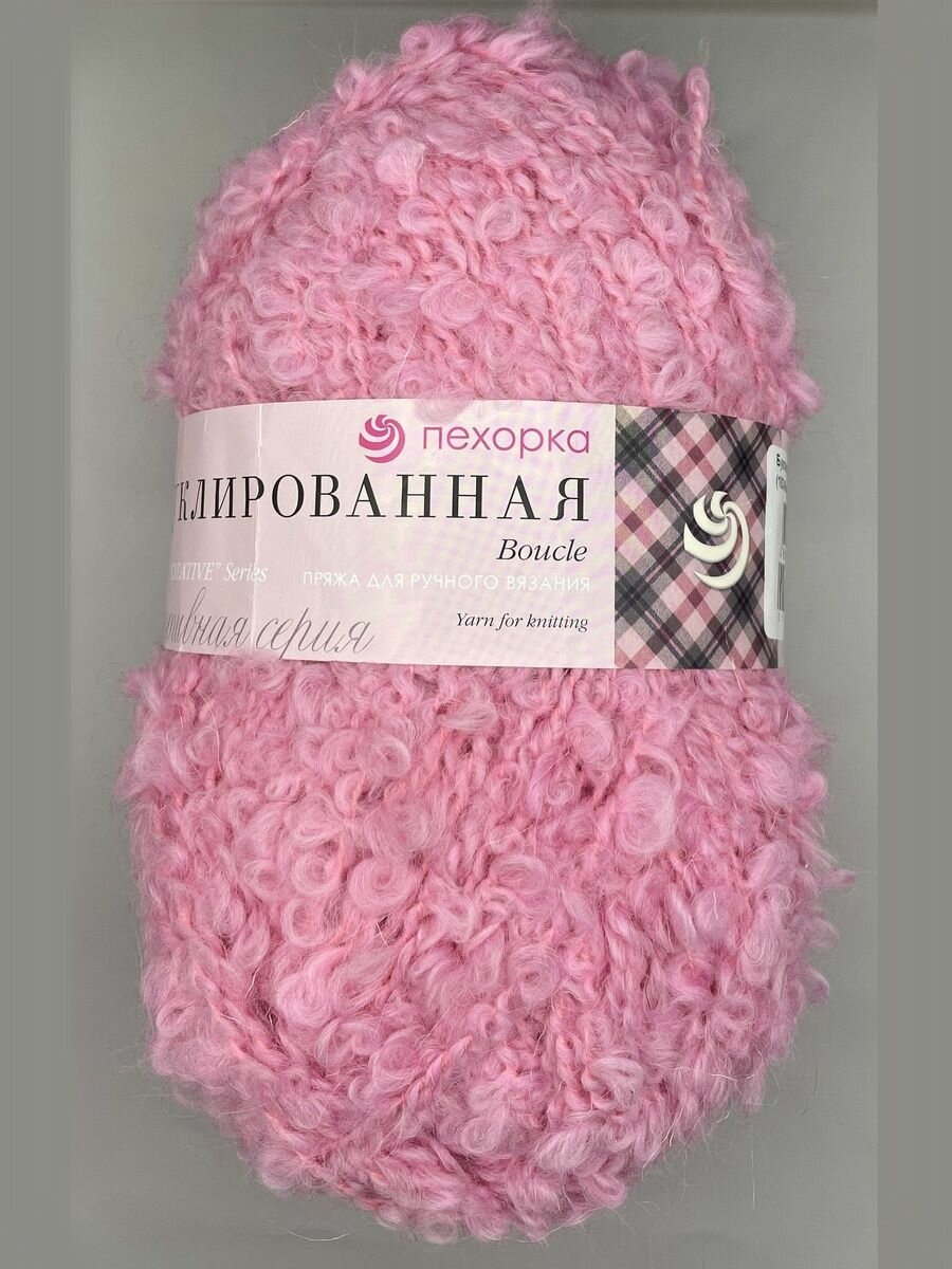 Один моток пряжи Пехорка Буклированная : шерсть-20%, мохер-30%, акрил-50%,200гр.-220м.№163-Миндаль.