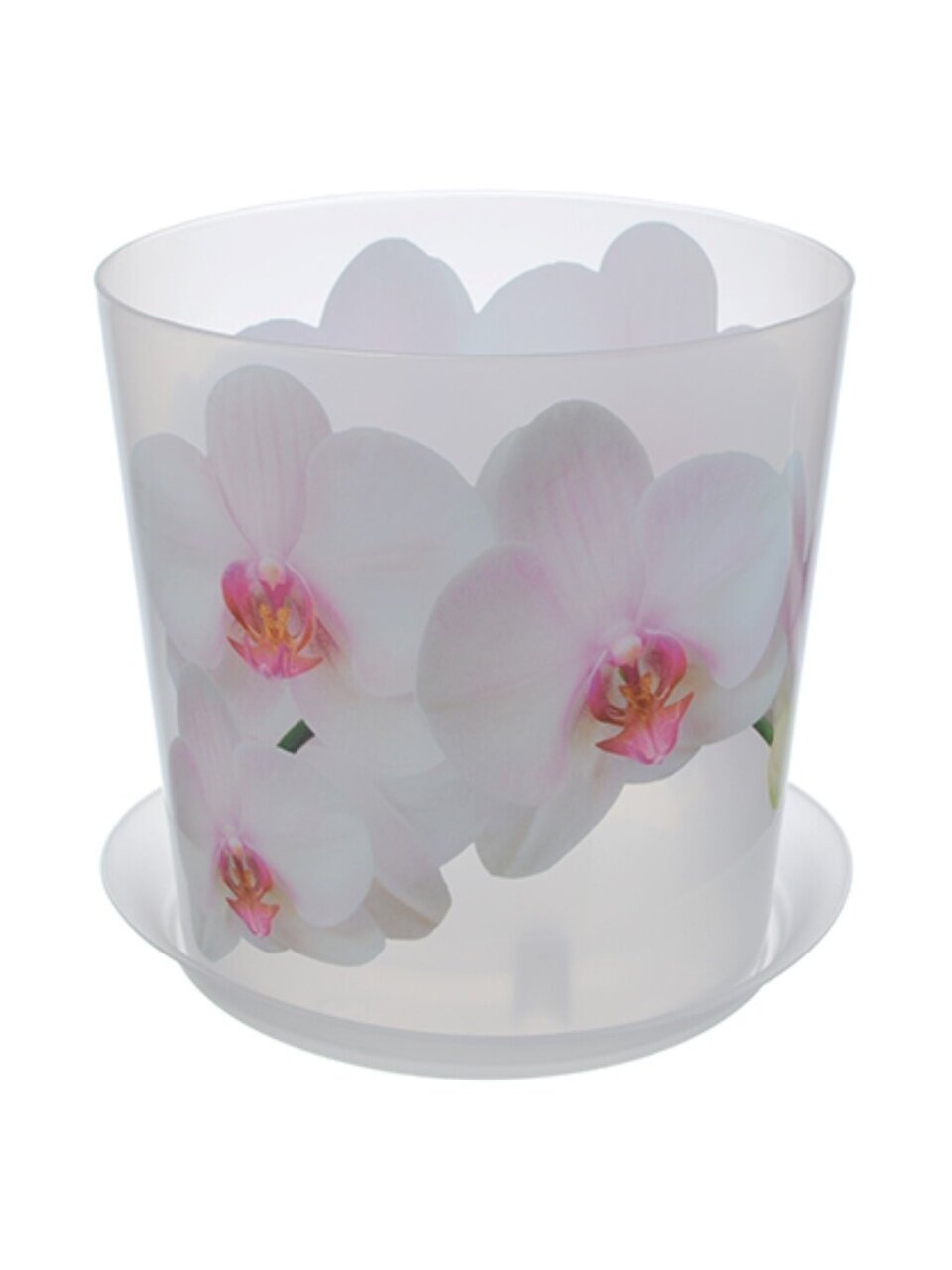 Горшок для цветов пластик, 2.4 л, 16х16х15.5 см, с подставкой, орхидея, Idea, Деко, М 3106