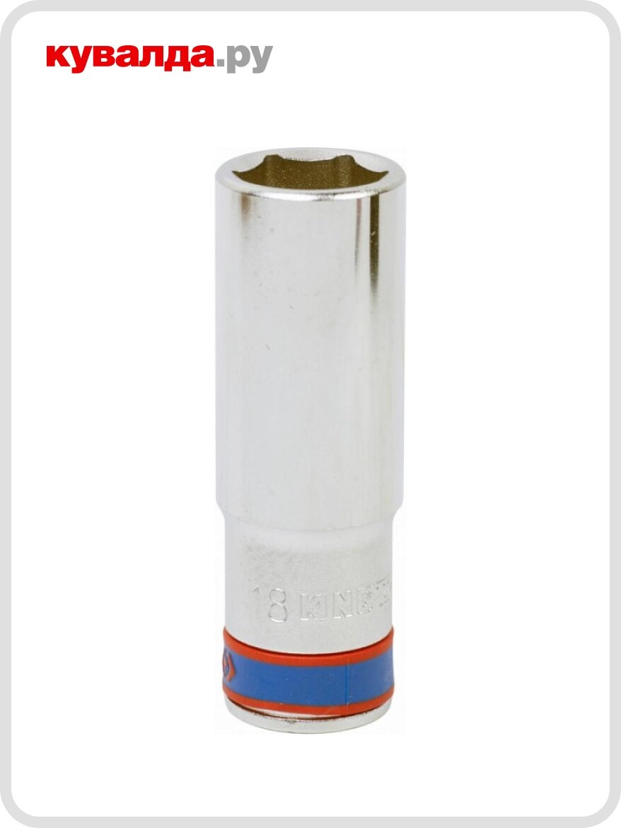 Головка 6-ти гранная с посадкой 1/2" KING TONY 423518М 18 мм глубокая