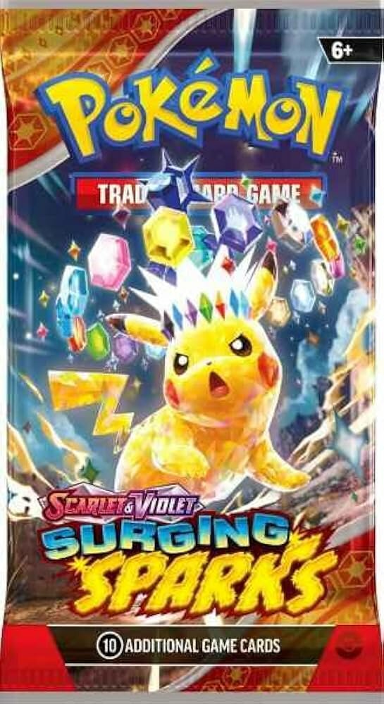Pokemon TCG Бустер карточек Surging Sparks (Scarlet & Violet) Booster Pack, 10 карт
