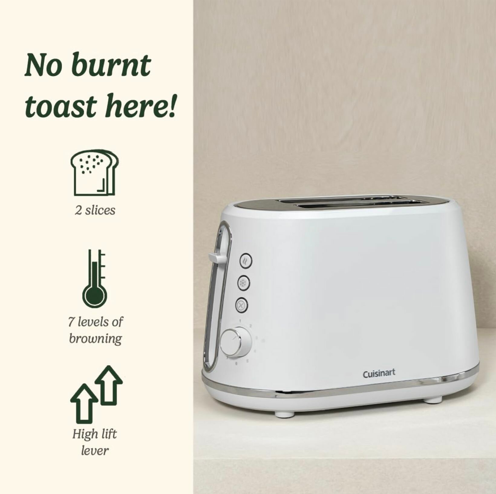 Тостер на 2 ломтика Cuisinart, Warm White
