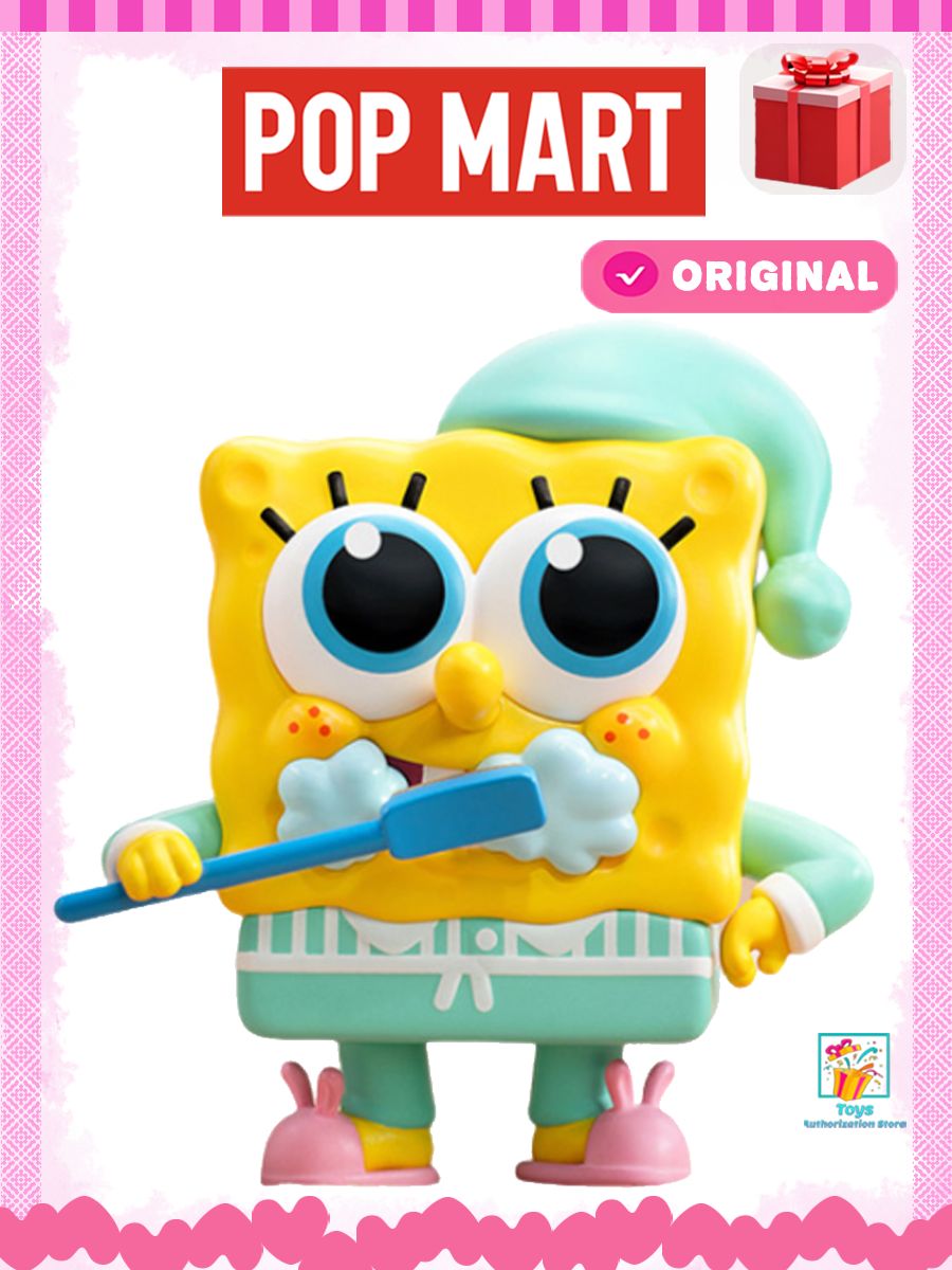 Коллекционная фигурки игрушка POP MART SpongeBob Best Friends Series - Teeth Cleaning , подарок на день рождения, Не Слепая коробка