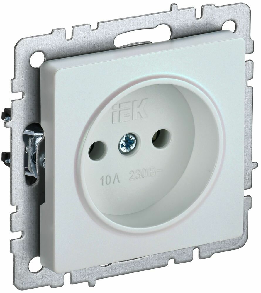 Розетка IEK BRITE, без заземления, без защитных шторок, 10А, скрытого монтажа, однополюсная, жемчуг