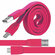 Плоский кабель USB micro USB Cable, розовый, 1м, 1А