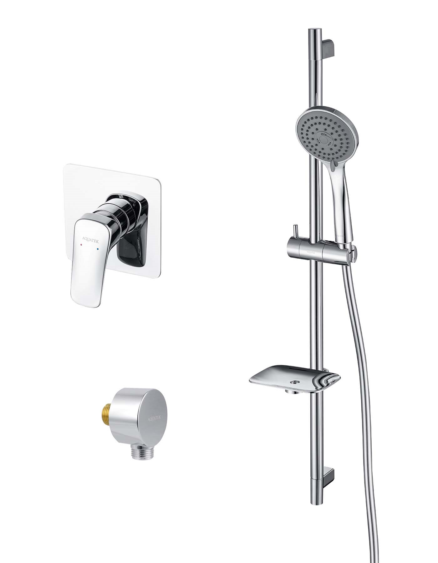 Комплект для душа Aquatek Вега Set 3в1, встраиваемый, хром AQ1076CR