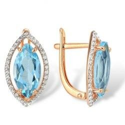Серьги, красное золото, 585 проба, родирование, султанит, фианит