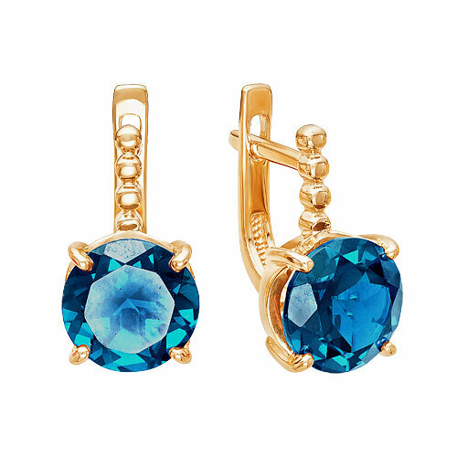 Серьги, золото, 585 проба, Лондон топаз