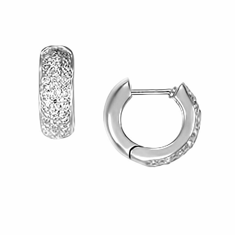 Серьги, белое золото, 585 проба, циркон