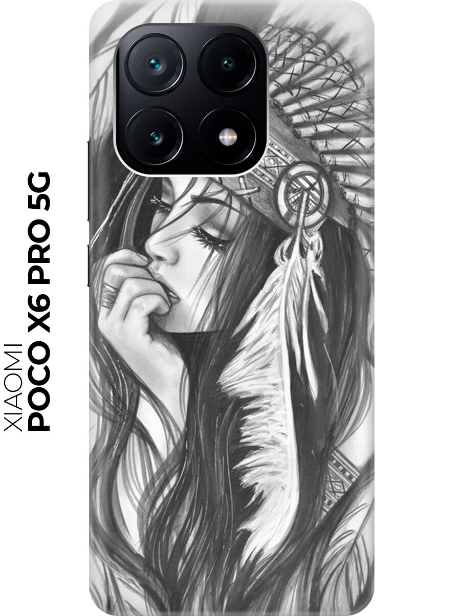 Силиконовый чехол на Xiaomi Poco X6 Pro 5G / Сяоми Поко Х6 Про 5г с рисунком "Эскиз девушки"