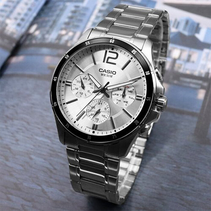 Наручные часы CASIO, серебристый, белый — фото 1