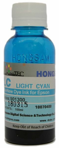 Чернила DCtec 901300 для Epson. Светло-голубые, водорастворимые, 100 мл.