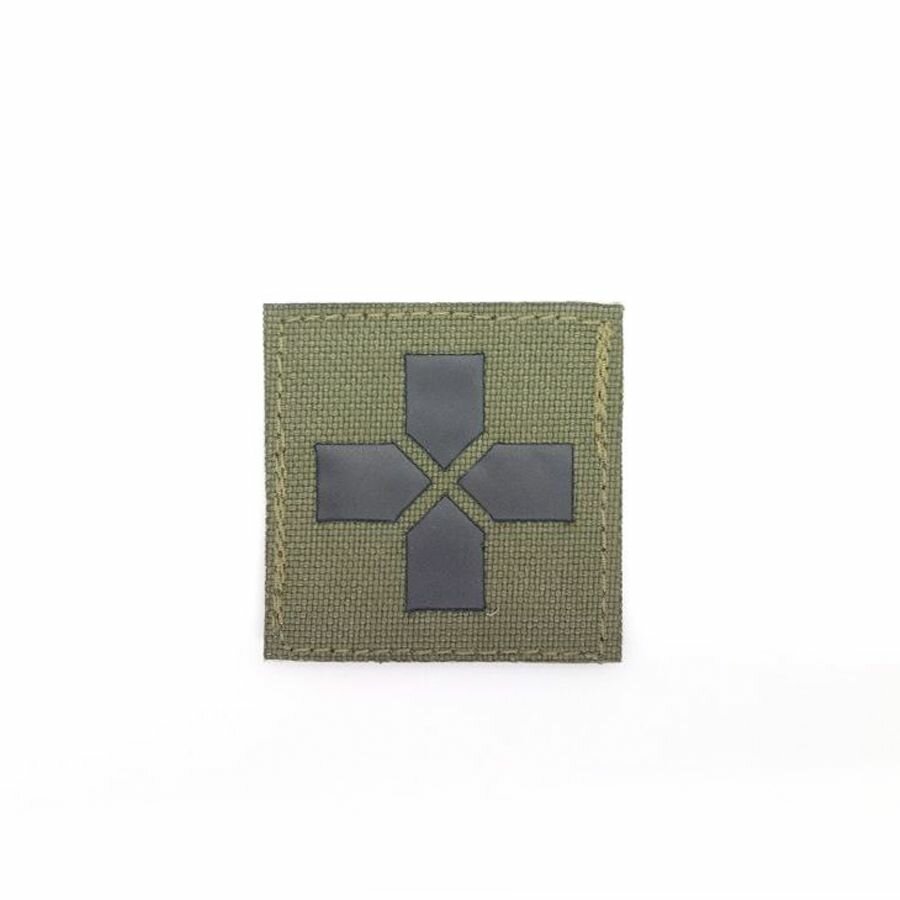 Нашивка , патч (шеврон) Медицинский крест контурный 5*5см Olive/Черный матовый