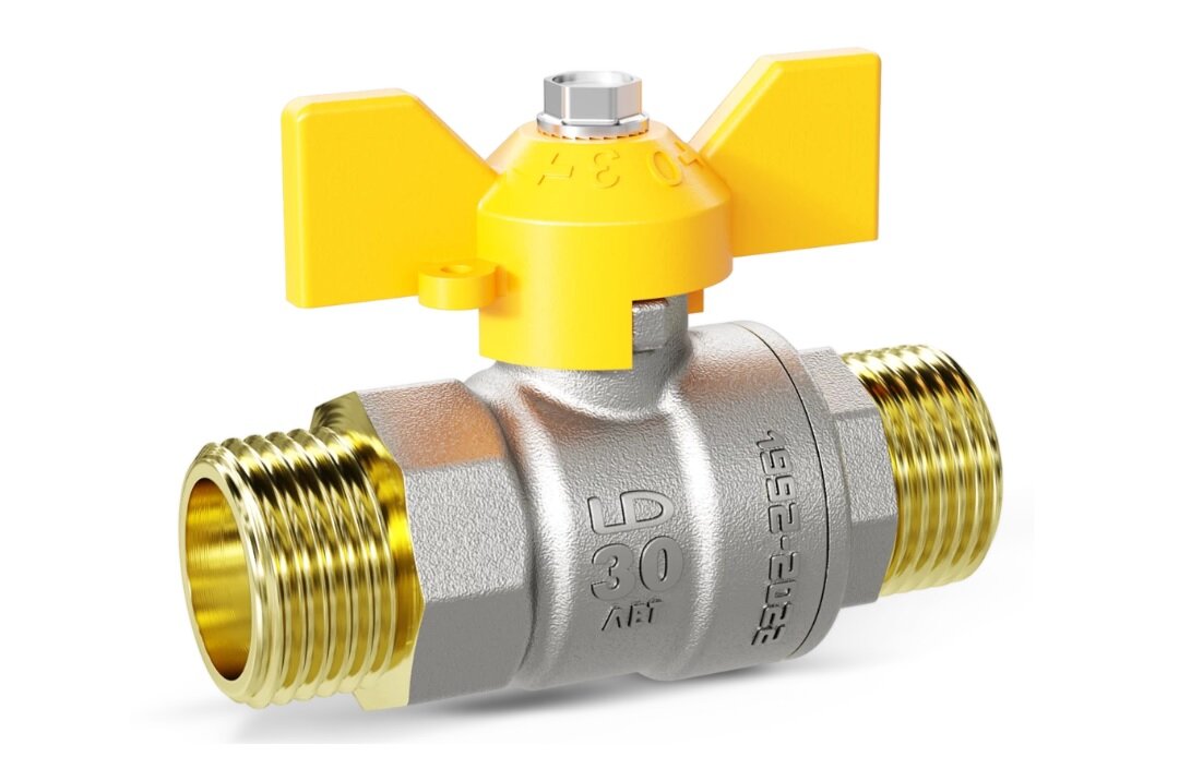 Кран шаровой латунный LD Pride 47.15. Н-Н. Б GAS Ду15 Ру 40 бабочка, арт. LD 47.354.15