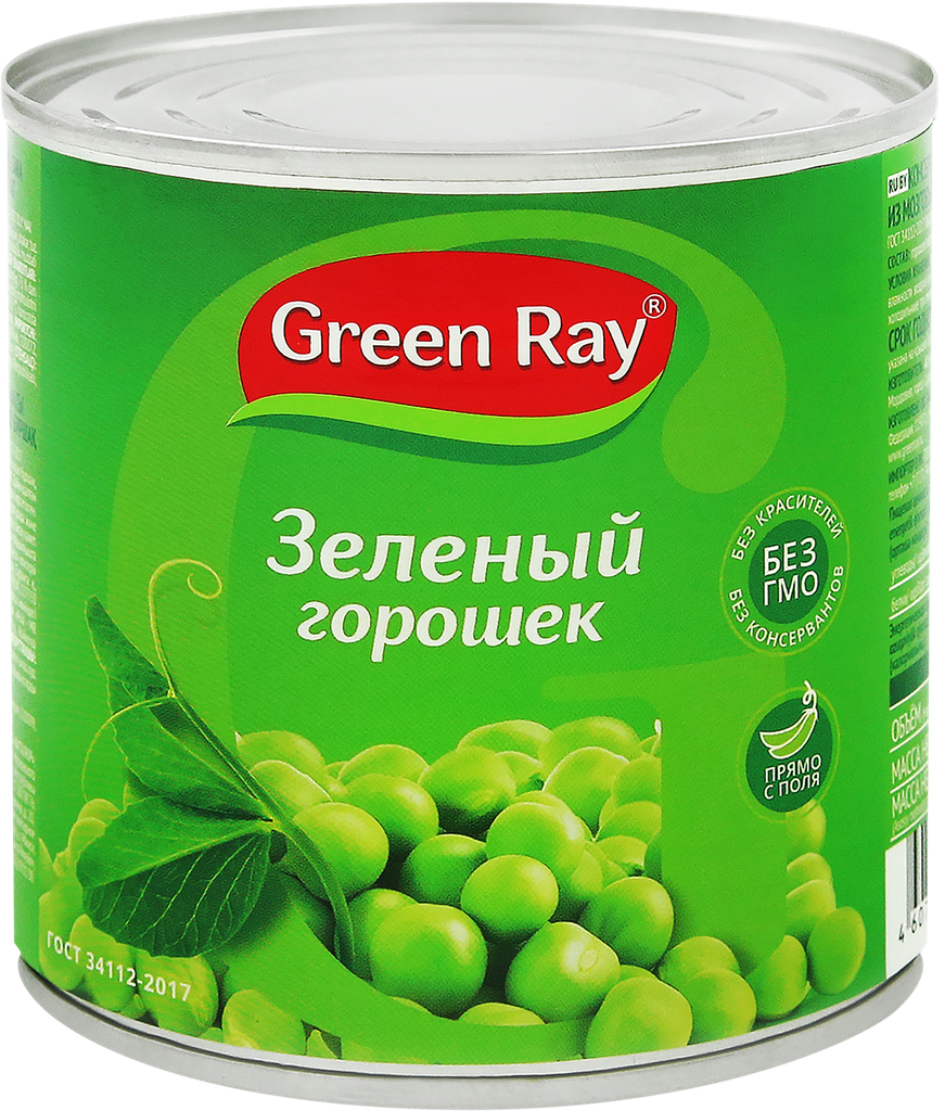 Горошек зеленый GREEN RAY молодой, 425мл