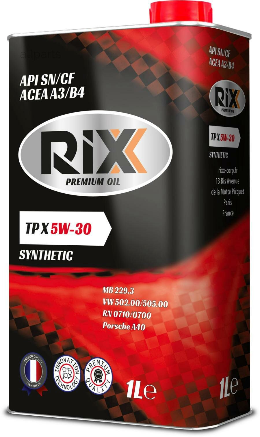 RIXX RX0011TPX Масло моторное 5W-30 RIXX 1 л синтетическое TP X 5W-30 SN/CF A3/B4