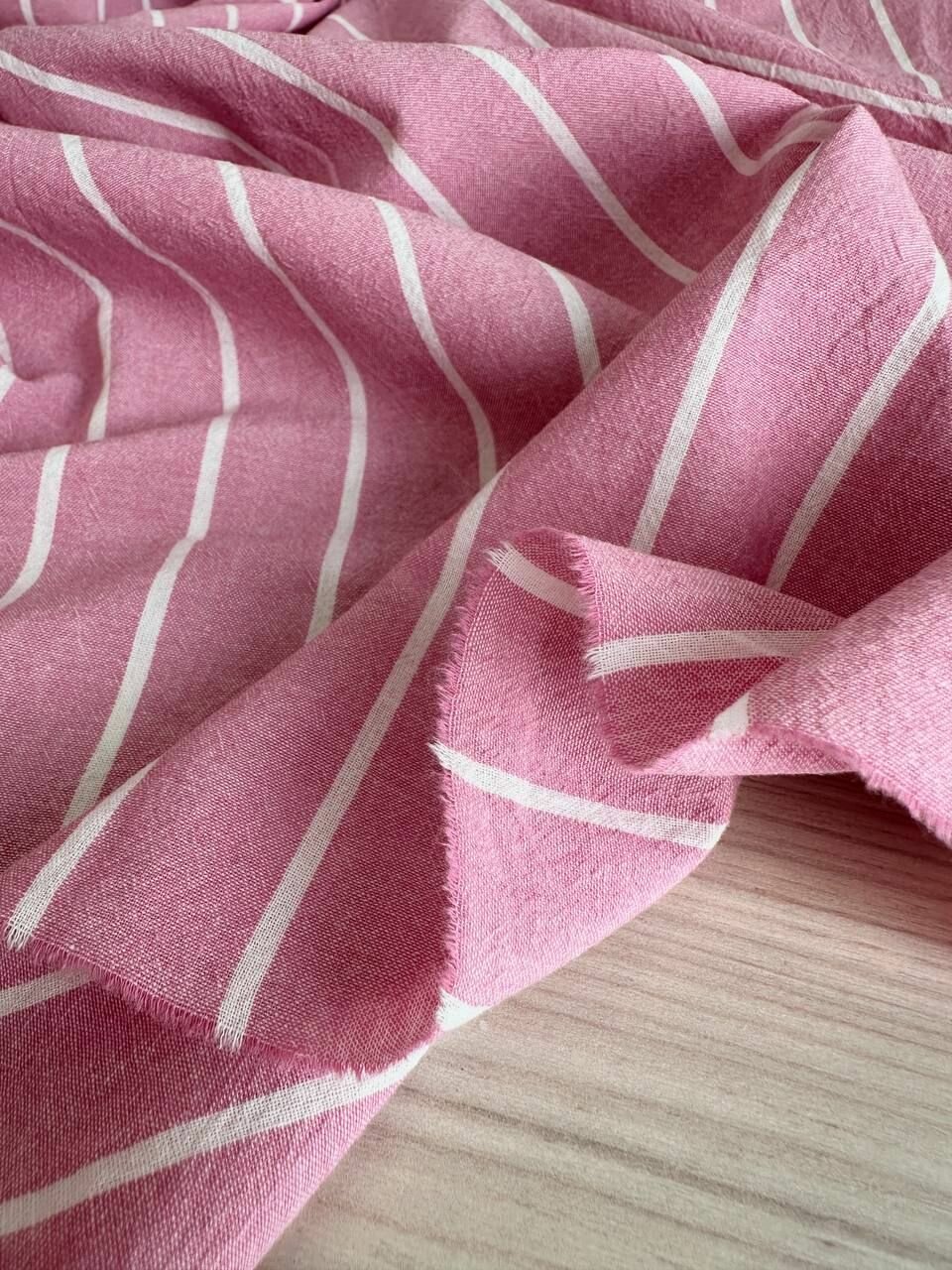 1м. Вареный (стираный) хлопок. Ткань для шитья. Ширина 250 см. Цвет розовый.