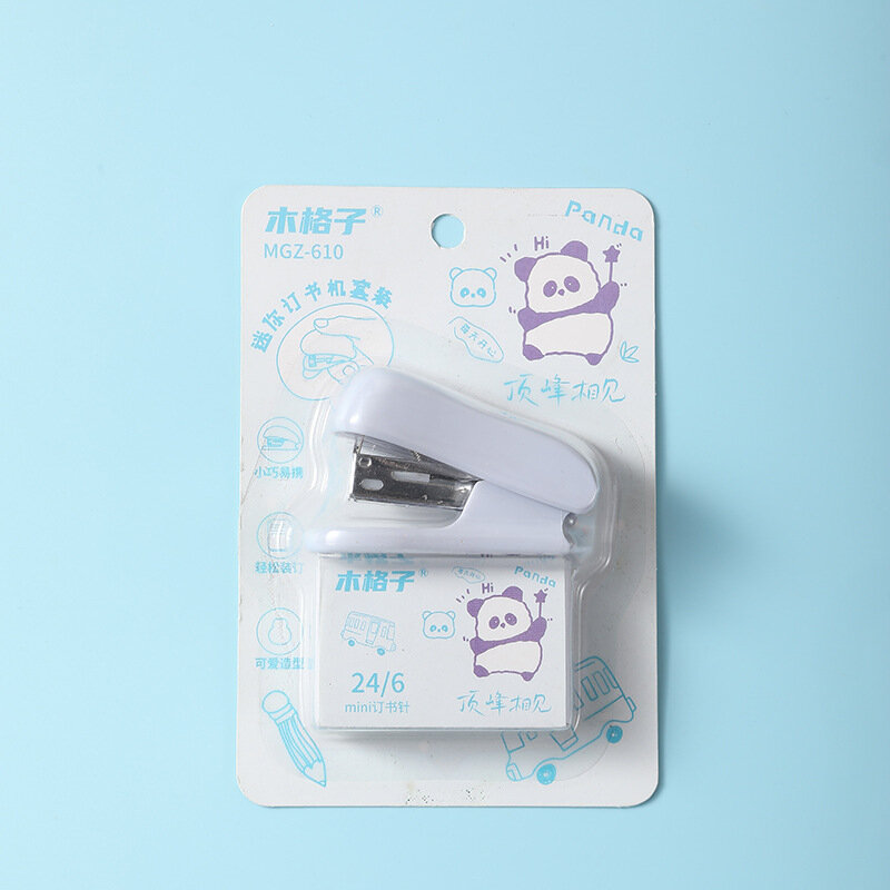 Новый мини-степлер цвета Моранди, инструмент для переплета, милый мультяшный степлер, офисный ручной инструмент для хранения
