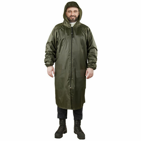 2 шт. Дождевик-плащ хаки С карманами многоразовый на молнии, размер 52-54, рост 170-176, грандмастер, 610883