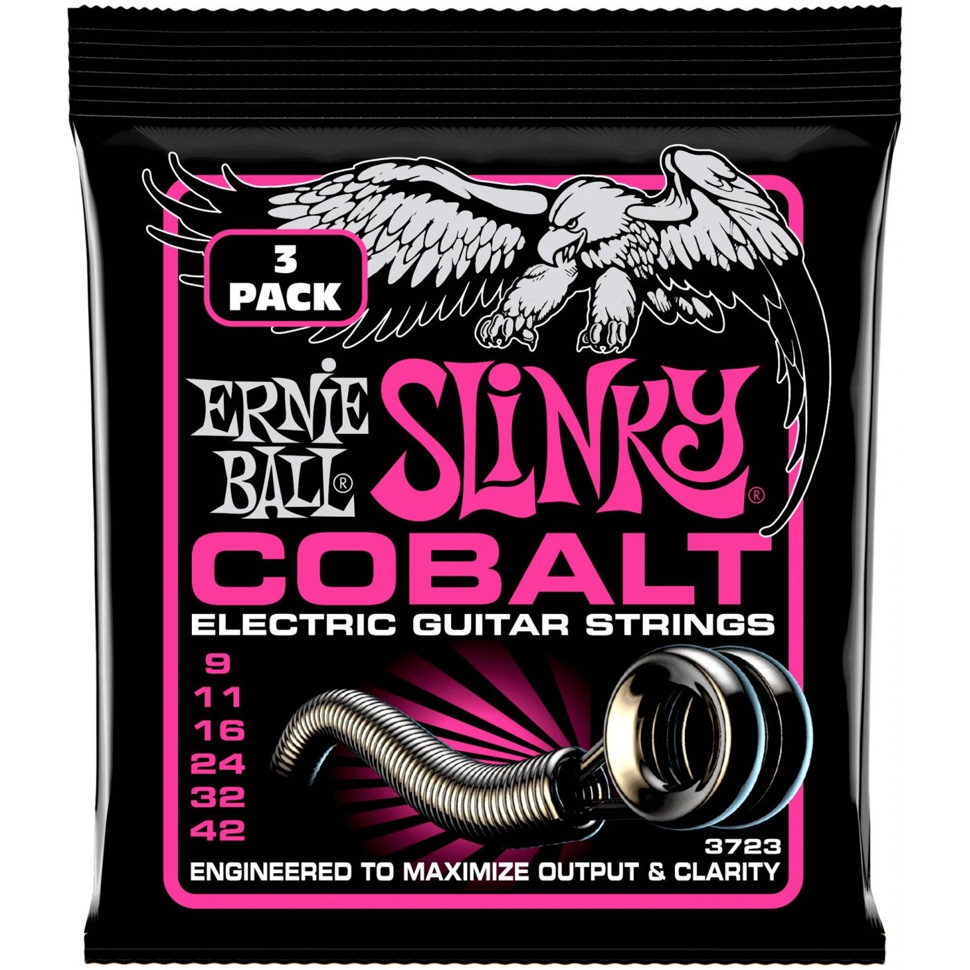 Струны для электрогитары ERNIE BALL 3723 Cobalt Slinky, набор из 3 упаковок, 9-42