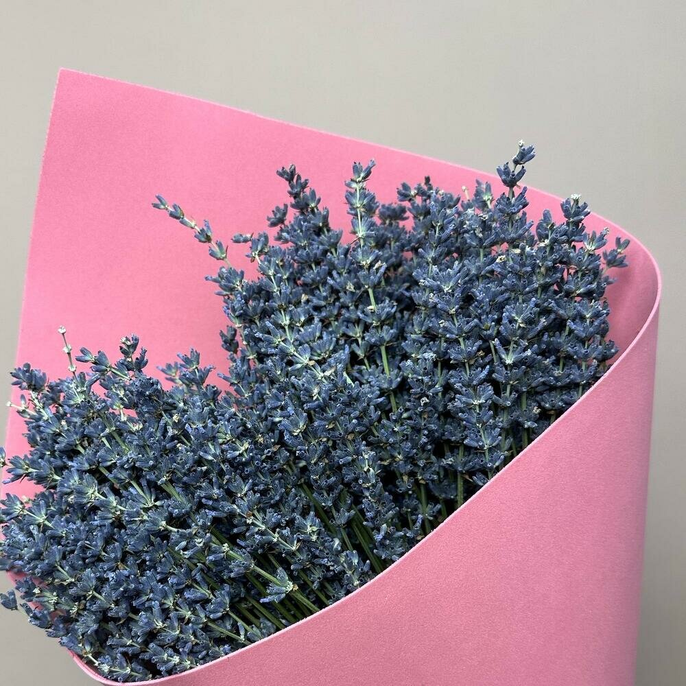 Монобукет Protea "Лаванда", лаванда, M, 40см, фоамиран, 2 атласные ленты