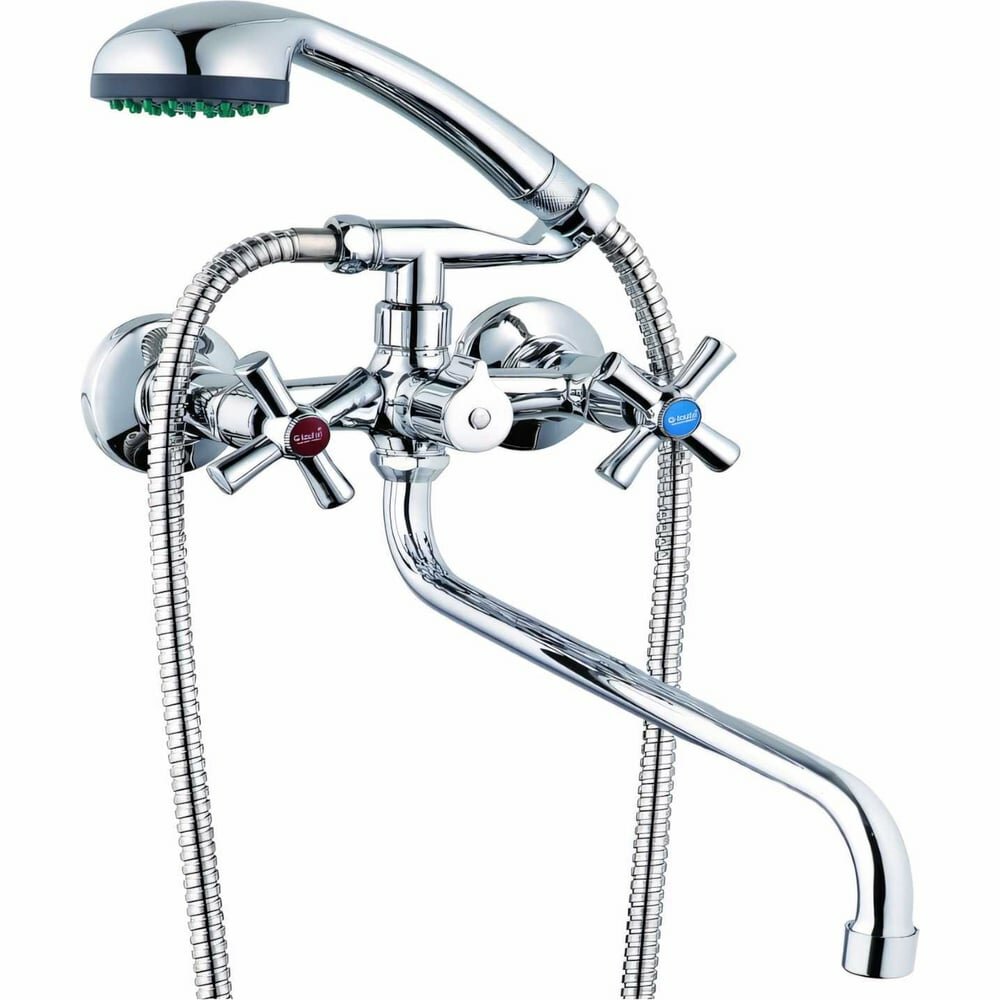 Смеситель для ванны G-lauf с круглым, длинным поворотным изливом 360°, с душевой лейкой, хром QMT7-A722