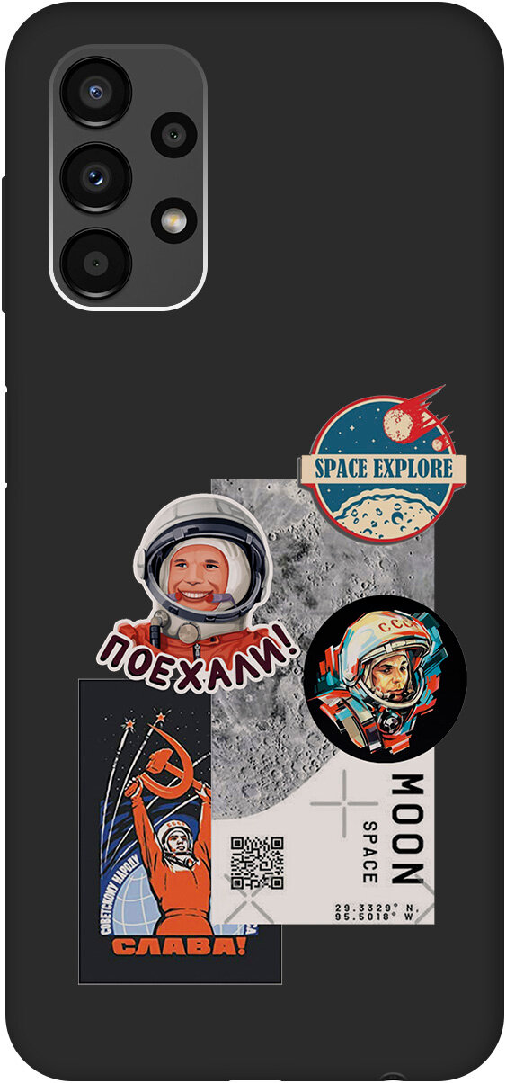 Матовый чехол Gagarin Stickers для Samsung Galaxy A13 4G / Самсунг А13 4Г с 3D эффектом черный