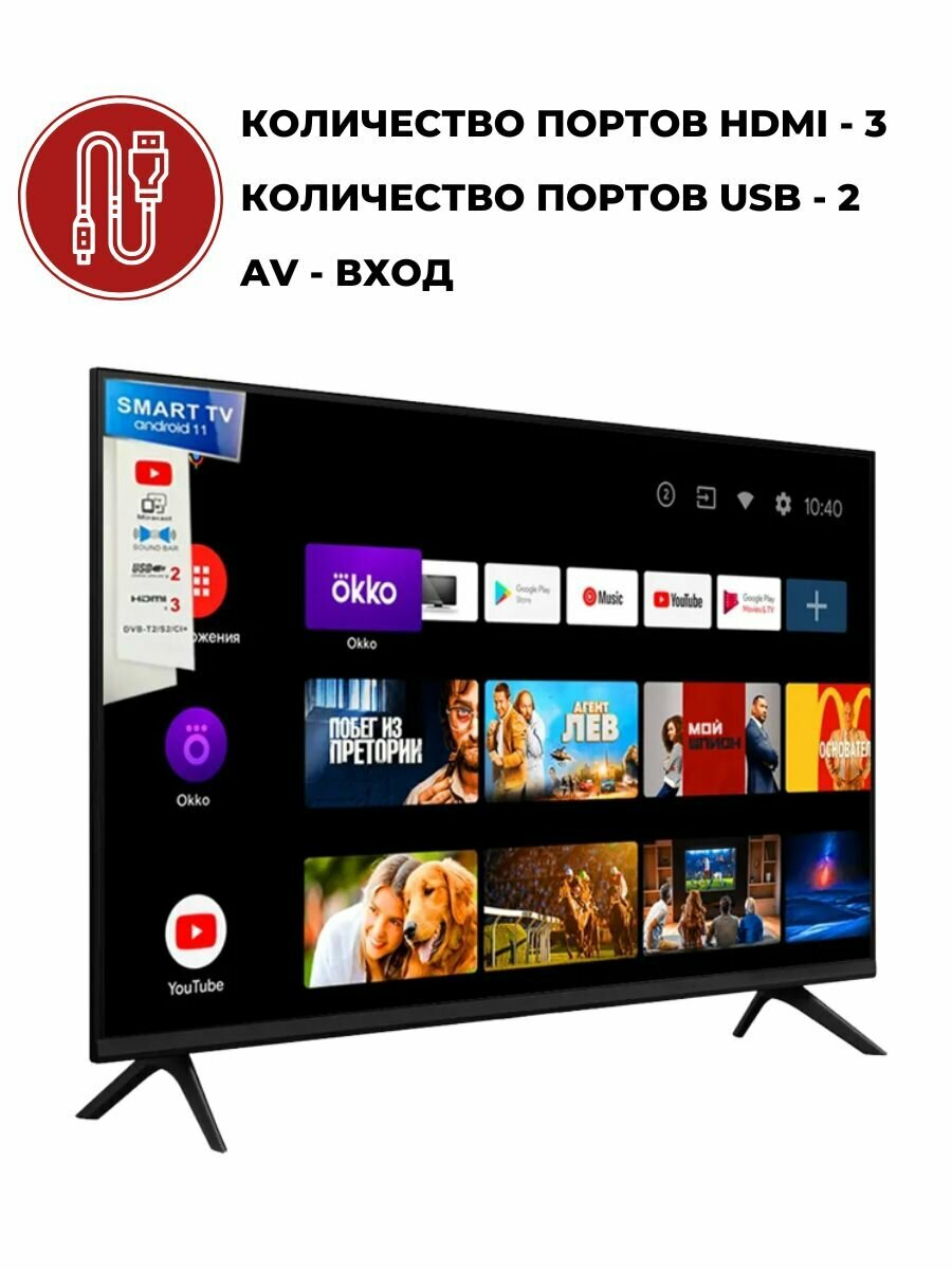 SMART TV Q90 Smart TV/Телевизор Android 11.0, черный