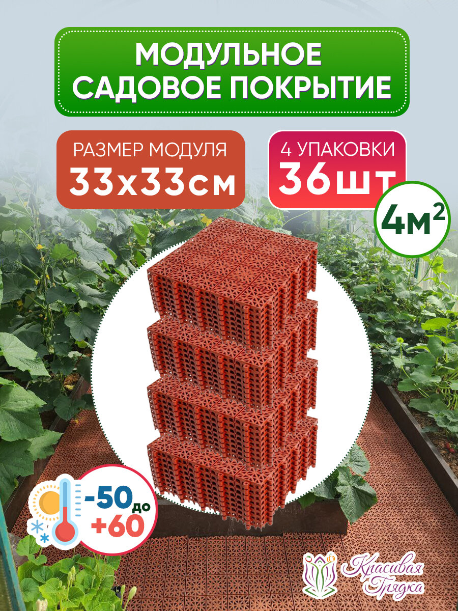 Садовая дорожка 36 штук. Модульное сборное покрытие для улиц и помещений. Покрытие для барбекю, детских площадок, бассейна, сауны, причала, сада и огорода