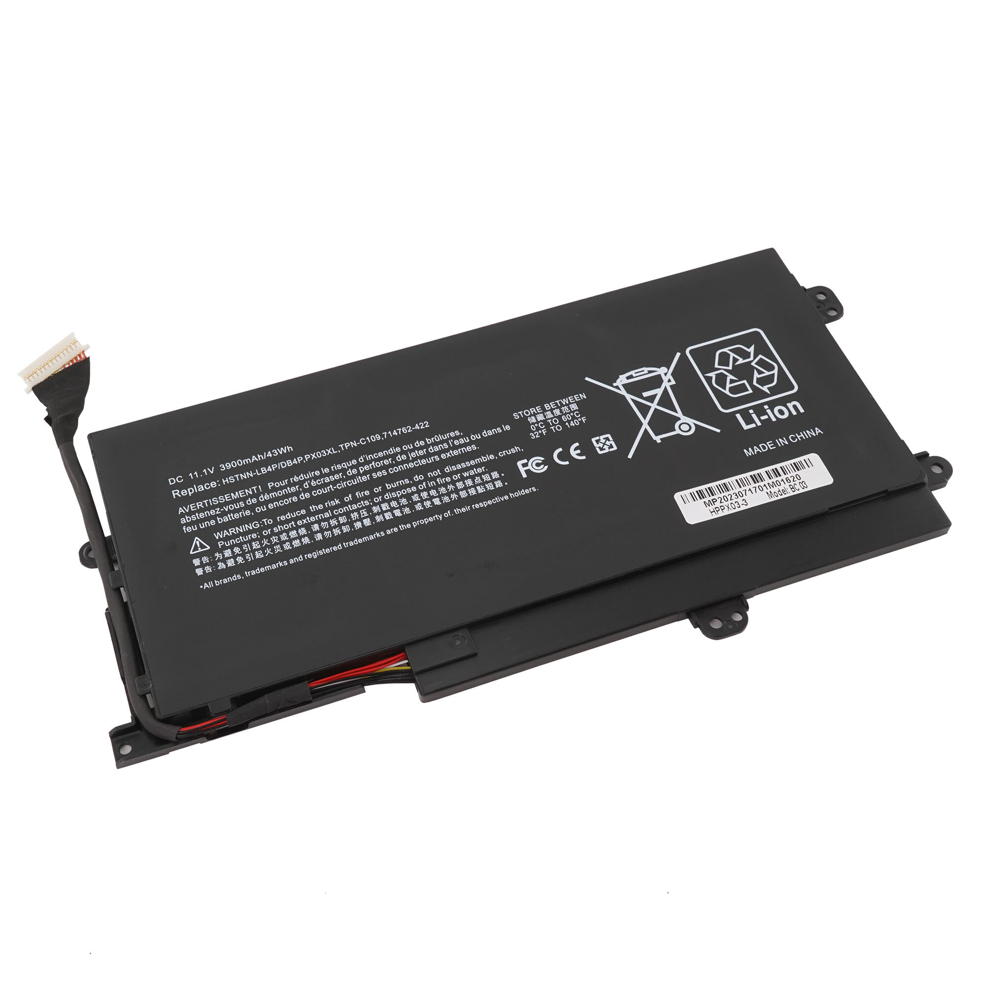 Аккумулятор OEM (совместимый с PX03XL) для HP Envy TouchSmart 14-k черный 11.1V 3900mAh