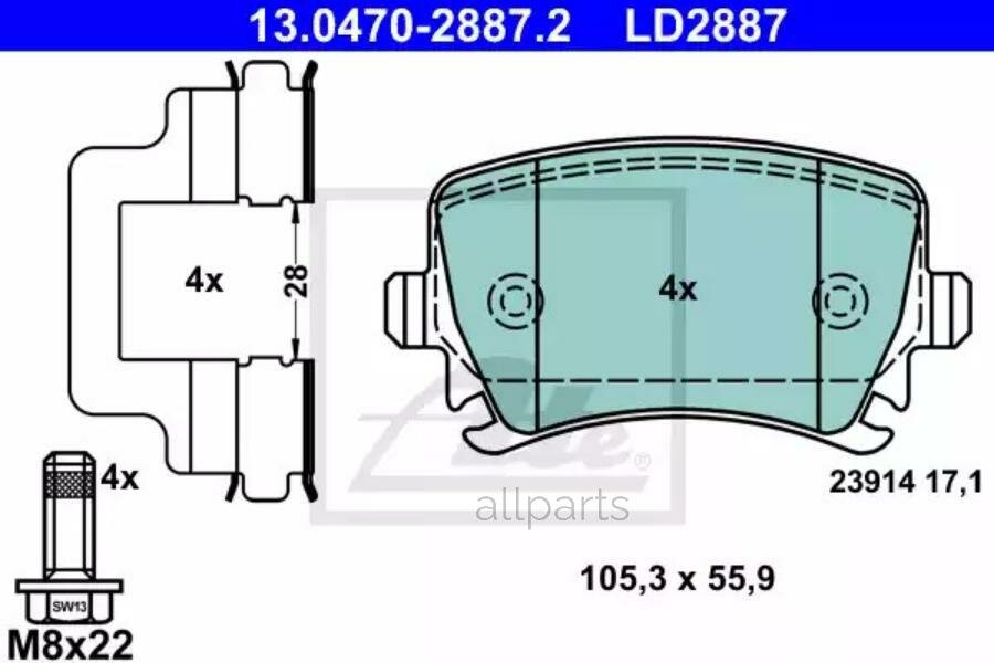 ATE 13-0470-2887-2 Колодки торм. зад. CERAMIC