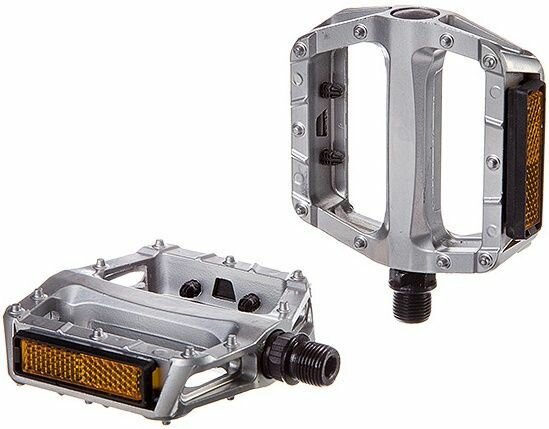 Педали STELS FP-969 алюминиевые серебристые 9/16" со светоотраж.*