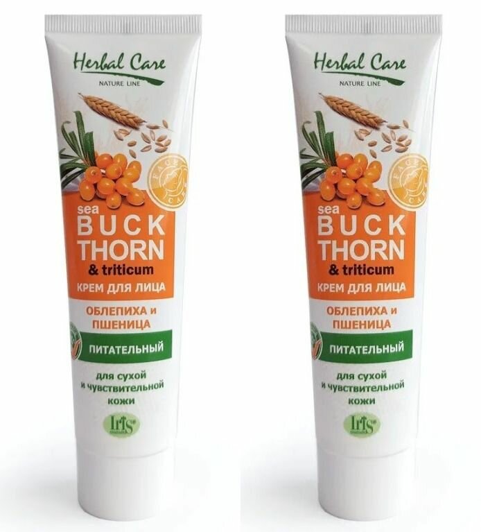 IRIS Крем для лица Herbal Care "Облепиха и пшеница", 100мл, 2шт