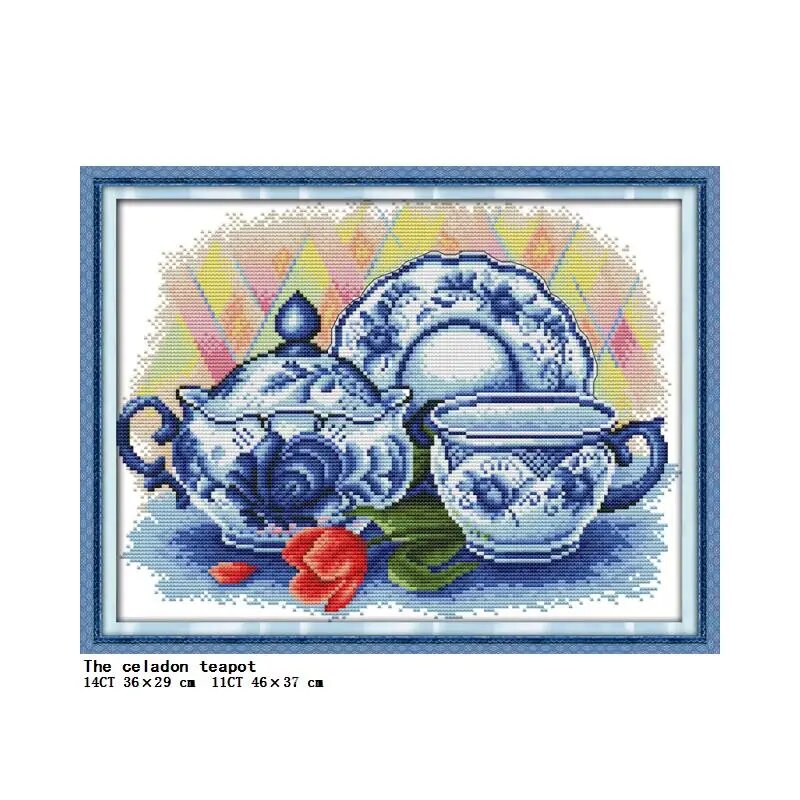 Набор для вышивки крестиком Joy Sunday, синий, 14CT Printed, J178