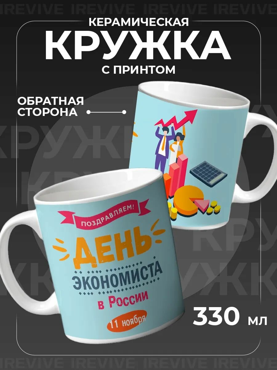 Кружка керамическа PNP NARD, 330 мл, с цветным принтом подарочная экономисту