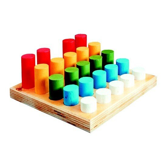 Цилиндрики RNToys "Втыкалки", деревянные, для развития логики, 5 рядов