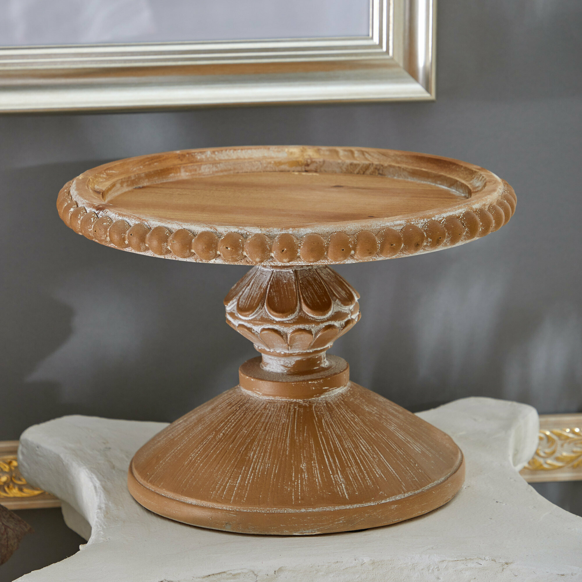 62-026 Блюдо декоративное на ножке 28 х 28 х 20 см, дерево, Glasar