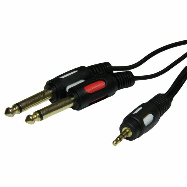 Шнур 6,3 моно(2шт) - 3,5 стерео 1,5м позолоченный