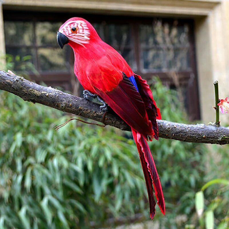 Искусственный пенопластовый попугай для декора 25cm, Bright red