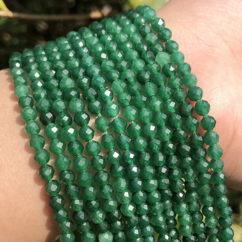 Куoyu Бусины из полудрагоценных камней 2 мм 3 мм 4 мм Изумрудный, 4mm about 91pcs, Green Jades
