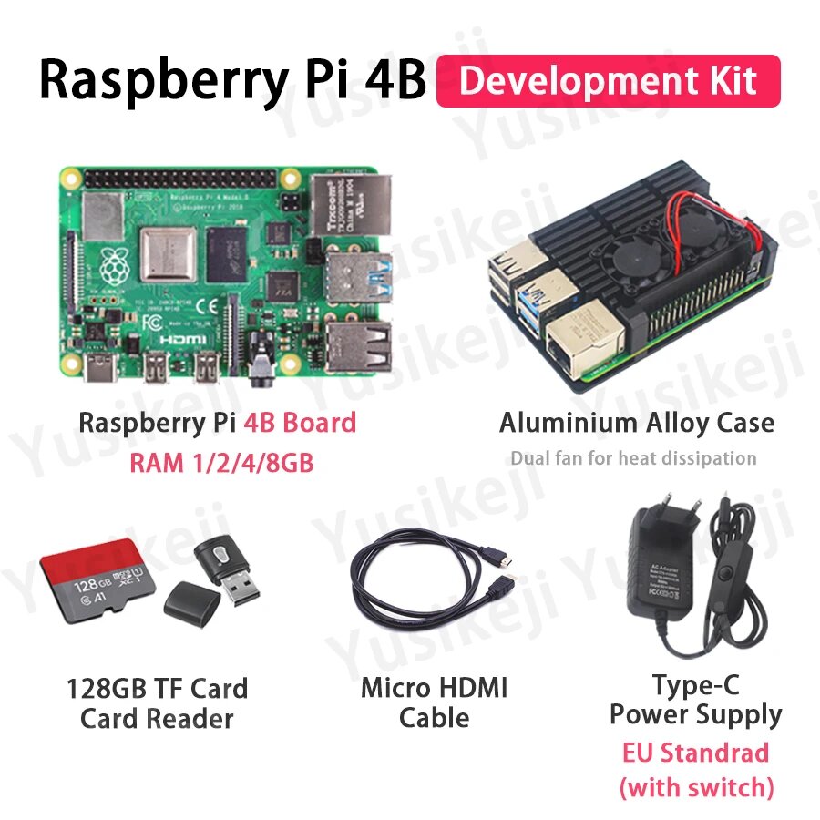 Raspberry Pi 4B комплект, 4GB RAM, EU PSU