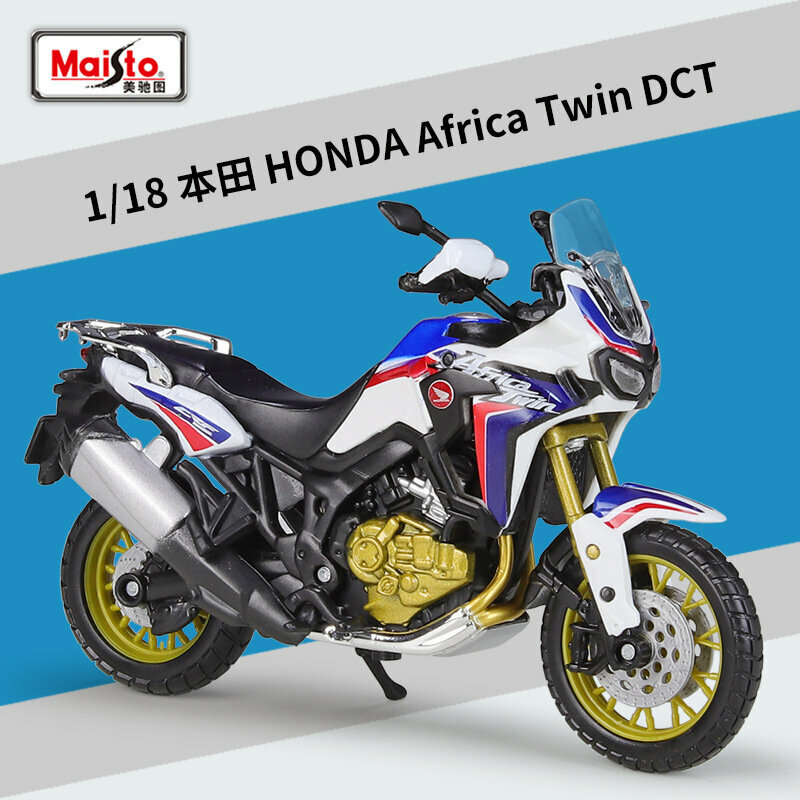 Модель мотоцикла Honda Africa Twin DCT в масштабе 1:18 из цинка с подставкой синего цвета