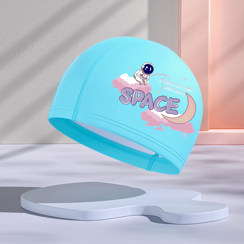 Шапочка для плавания "Астронавт", водонепроницаемая, с индивидуальным логотипом, небесно-голубая