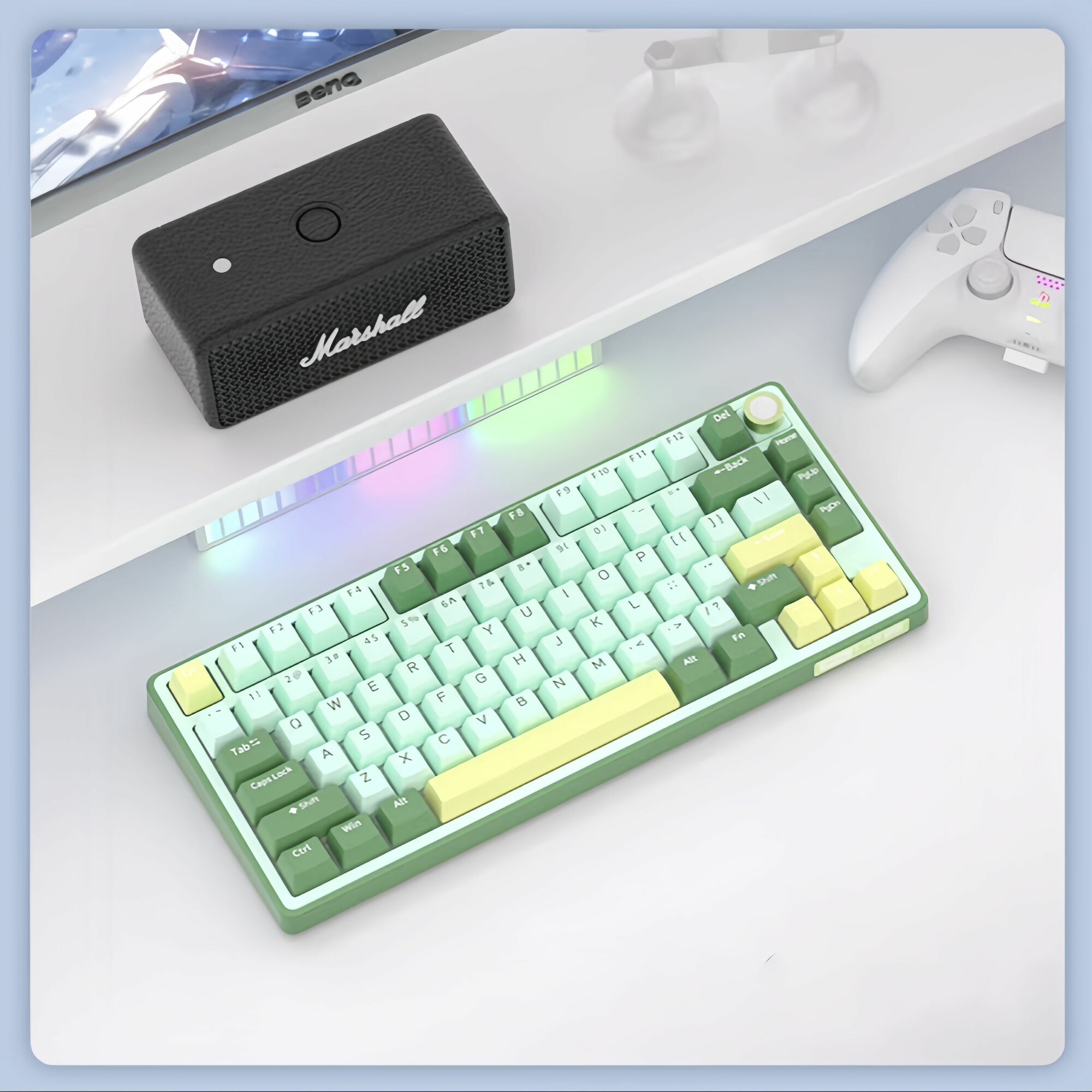 Royal Kludge Игровая клавиатура проводная R75, (RK Brown), светло-зеленый, зеленый