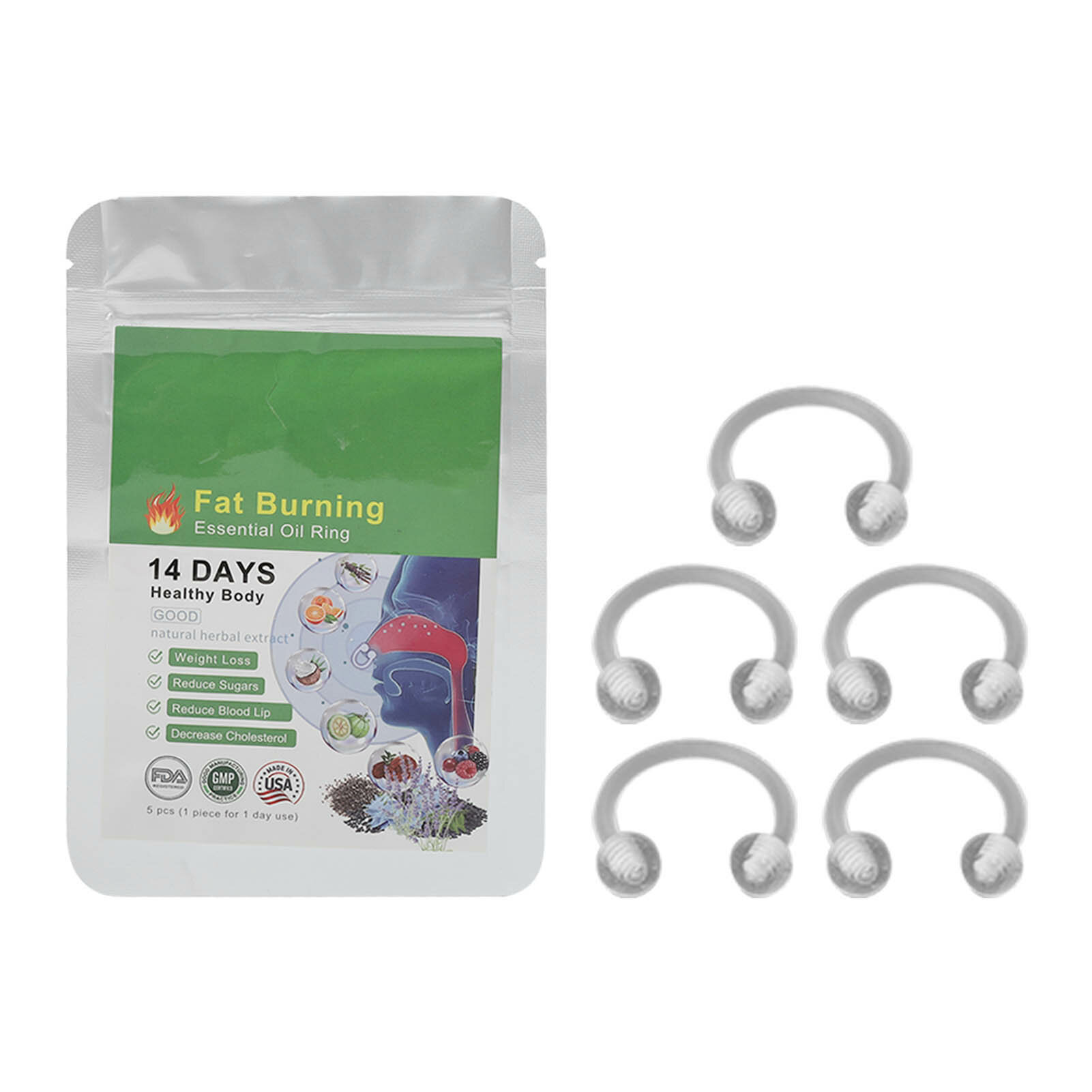 Кольца для носа с эфирным маслом для подтяжки кожи, 5 шт, улучшают обмен веществ, похудение, помощь в потере веса