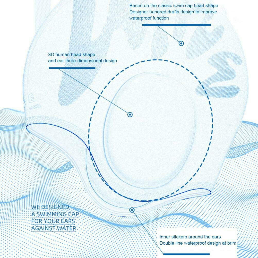 Силиконовая шапочка для плавания с 3D-защитной шапкой для ушей для мужчин и женщин, водонепроницаемая шапочка для плавания унисекс